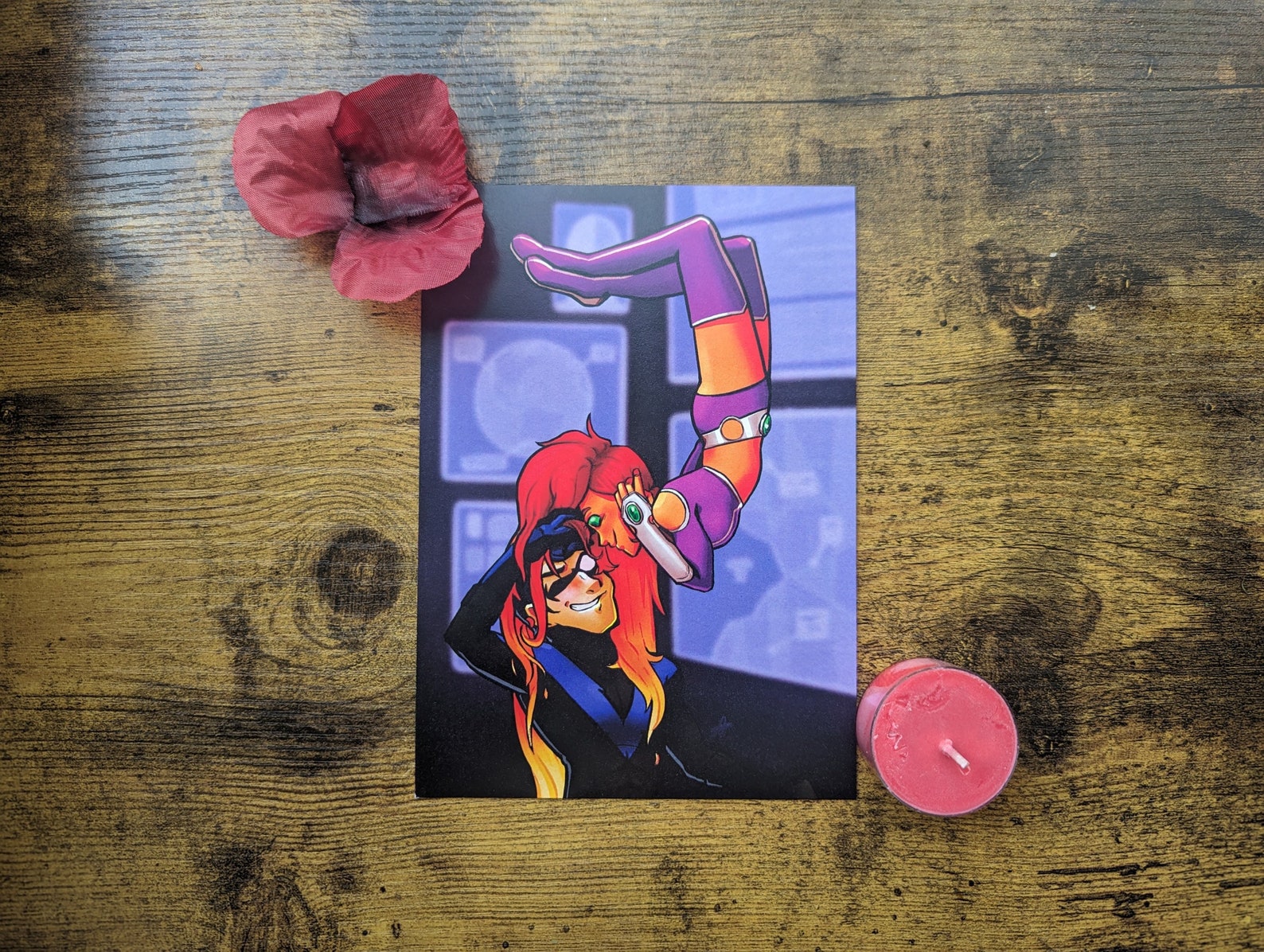 Starfire Nightwing Floating Postcard Mini Print - Etsy