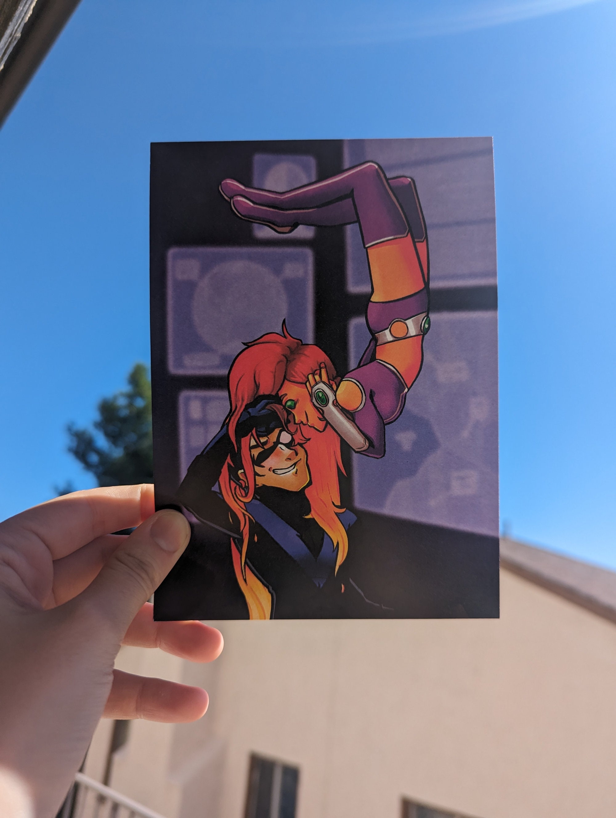Starfire Nightwing Floating Postcard Mini Print - Etsy