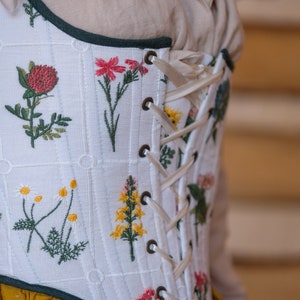 Embroidered Floral 18th Century Short Stay With Front Lacing, Corset or ...