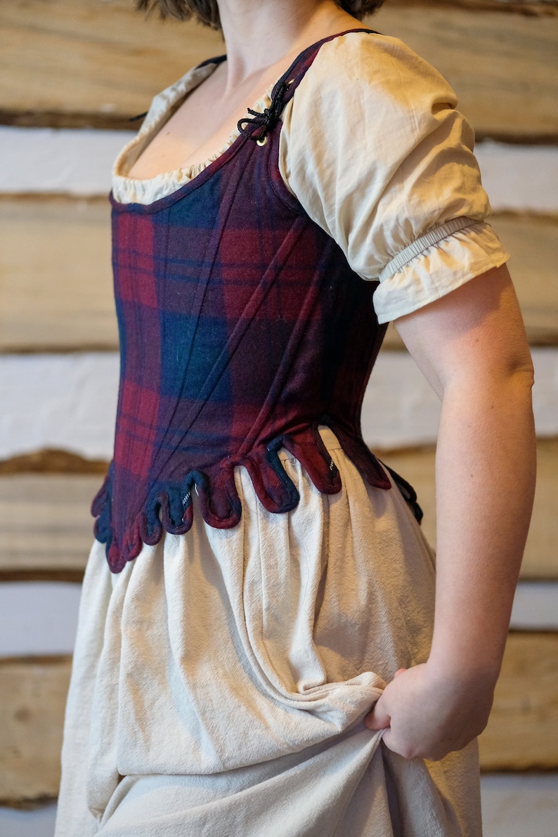 Tartan Plaid Wool 18th Century Corset, Back Lacing Stays - Etsy