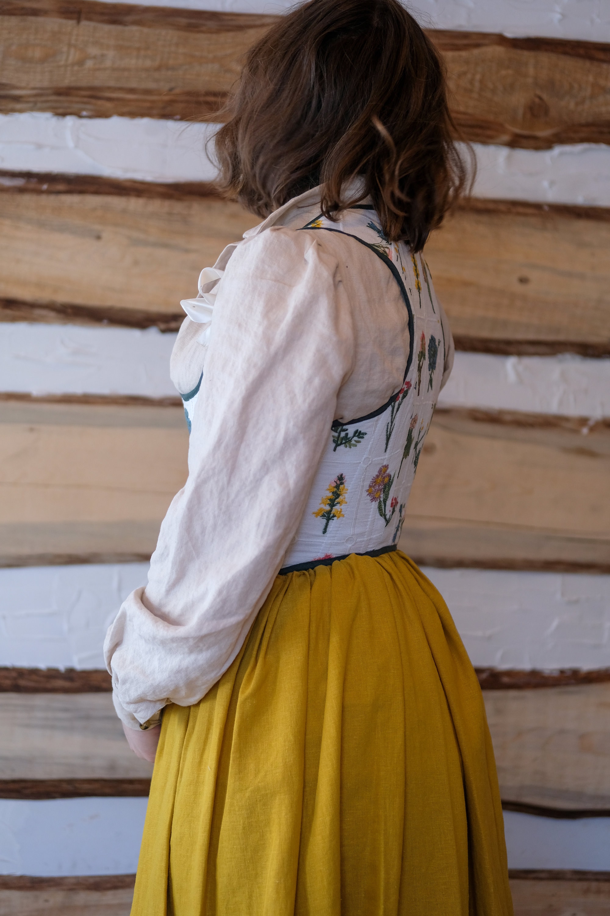Embroidered Floral 18th Century Short Stay With Front Lacing, Corset or ...