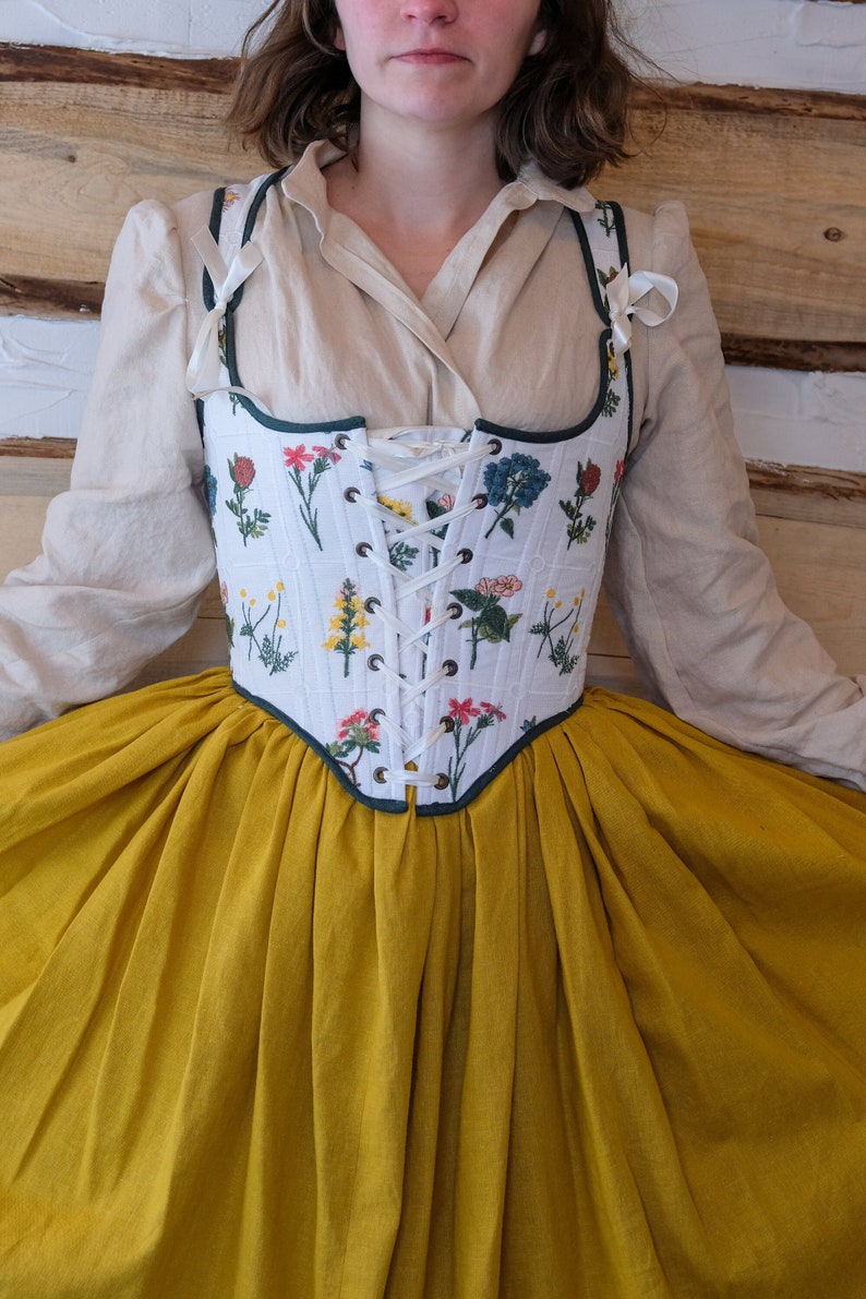 Embroidered Floral 18th Century Short Stay With Front Lacing, Corset or ...