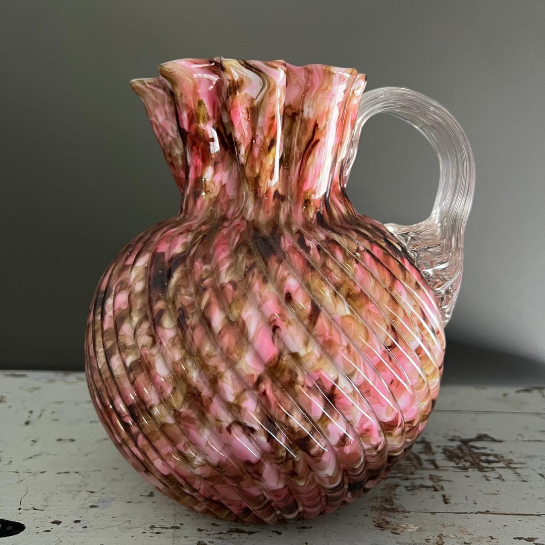 Antique Czech Cased Splatter Glass Pitcher Jug by Franz Welz - Etsy