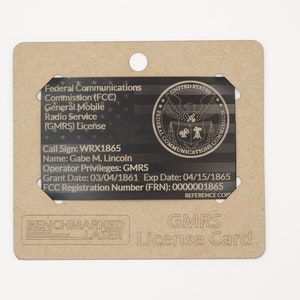 GMRS Radio Card ID, Gift for GMRS Operator, License, Multi-layer ...