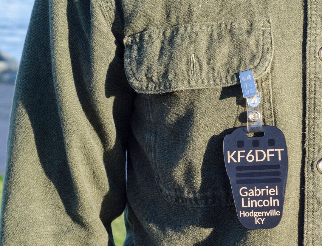 Ham Radio Badge ID, Microphone Shape, Gift for Ham, Name Tag, Ham Made ...