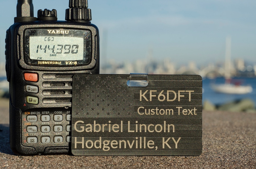 Ham Radio Badge ID, Flag Background, Gift for Ham, Name Tag, Ham Made ...