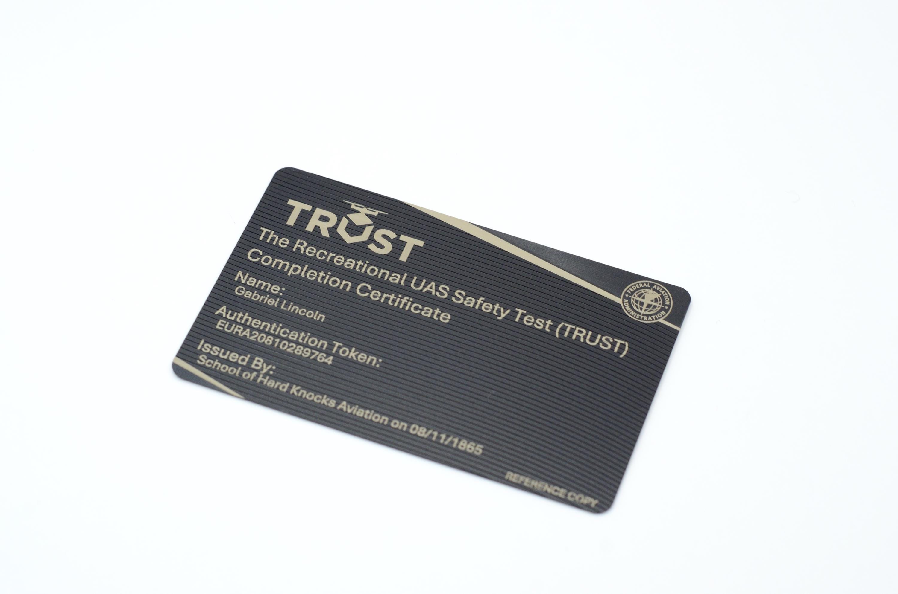 Drone TRUST Certificate Card ID, Wallet Art, UAS - Etsy
