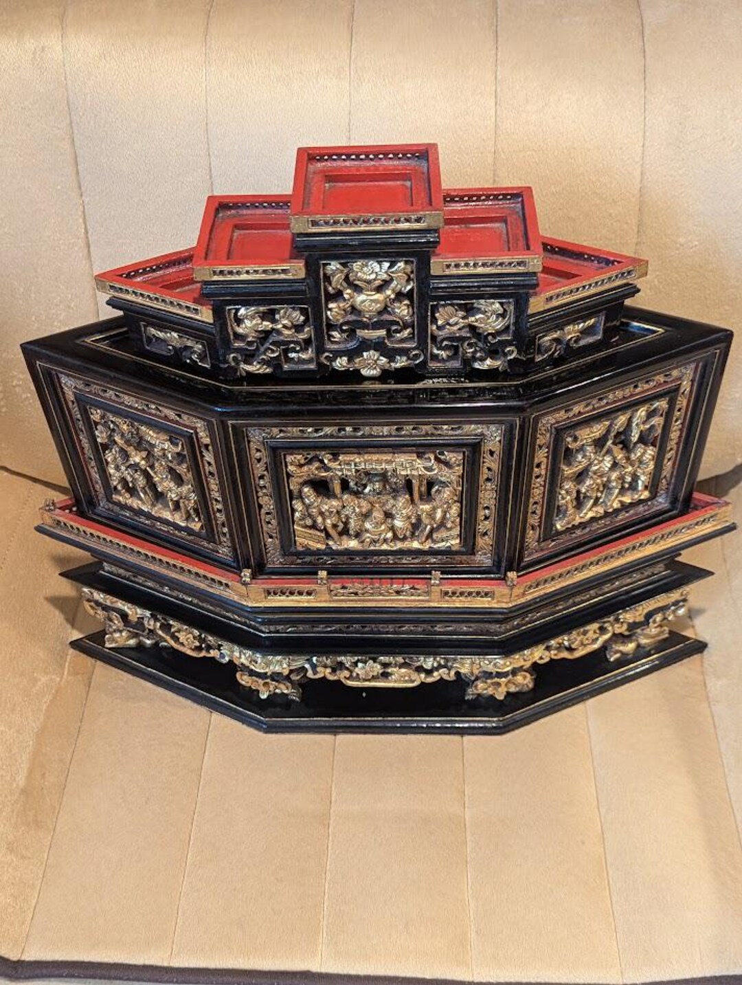 Chinese Antique Temple Wood Carving Offering Box - Etsy