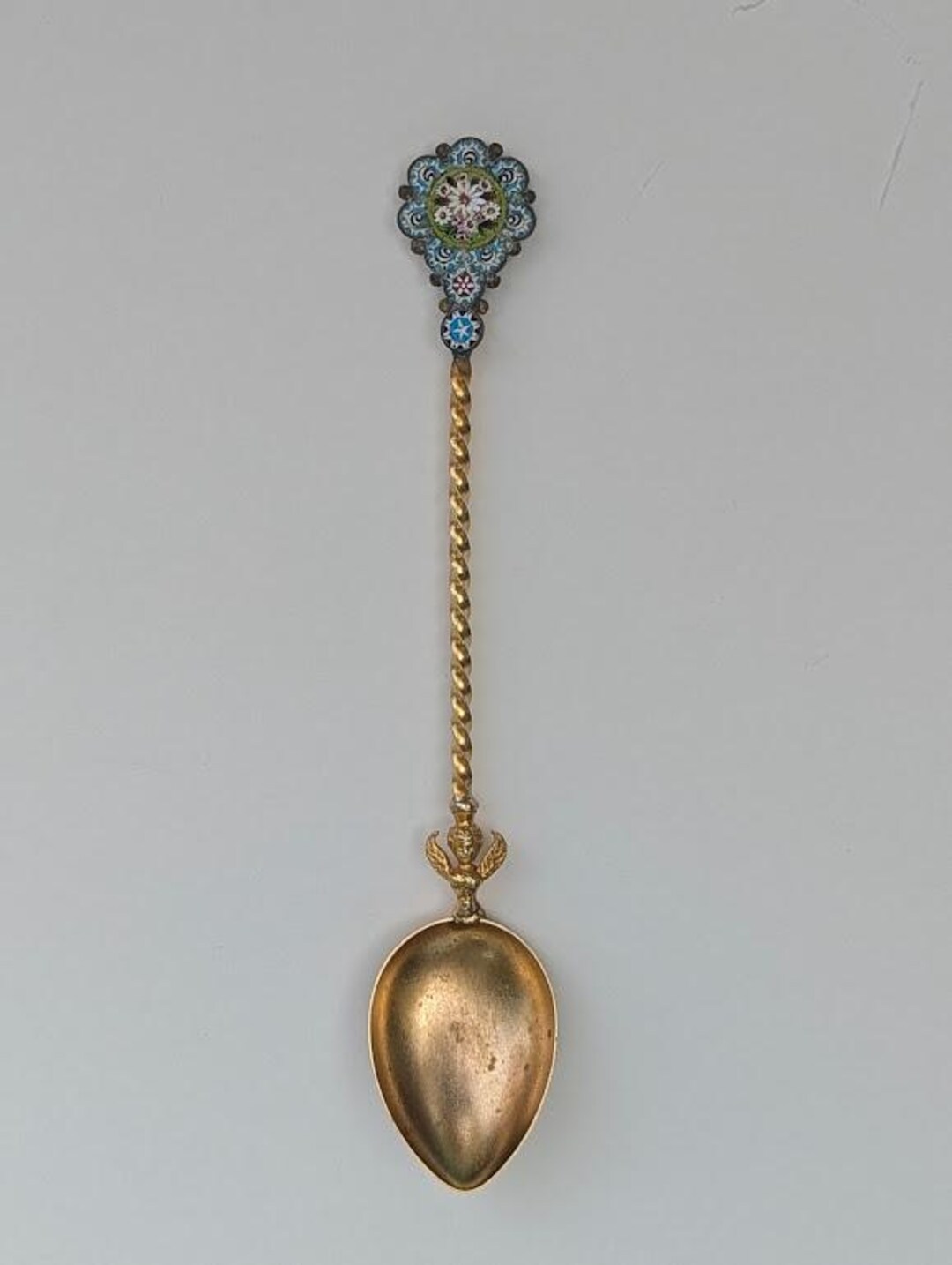 Antique Italian Micro Mosaic Spoon – Signed F.A.P. Floral Enamel ...