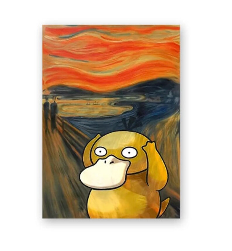 Pokemon Van Gogh Psyduck Canvas Wall Print Art Japanese Scream Van Gogh ...