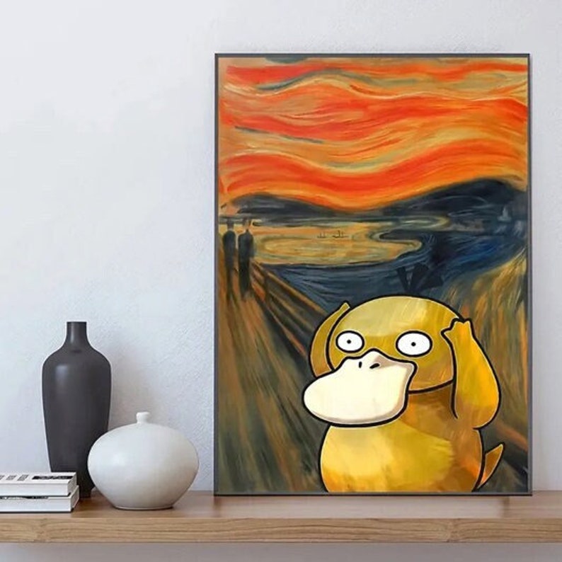 Pokemon Van Gogh Psyduck Canvas Wall Print Art Japanese Scream Van Gogh ...