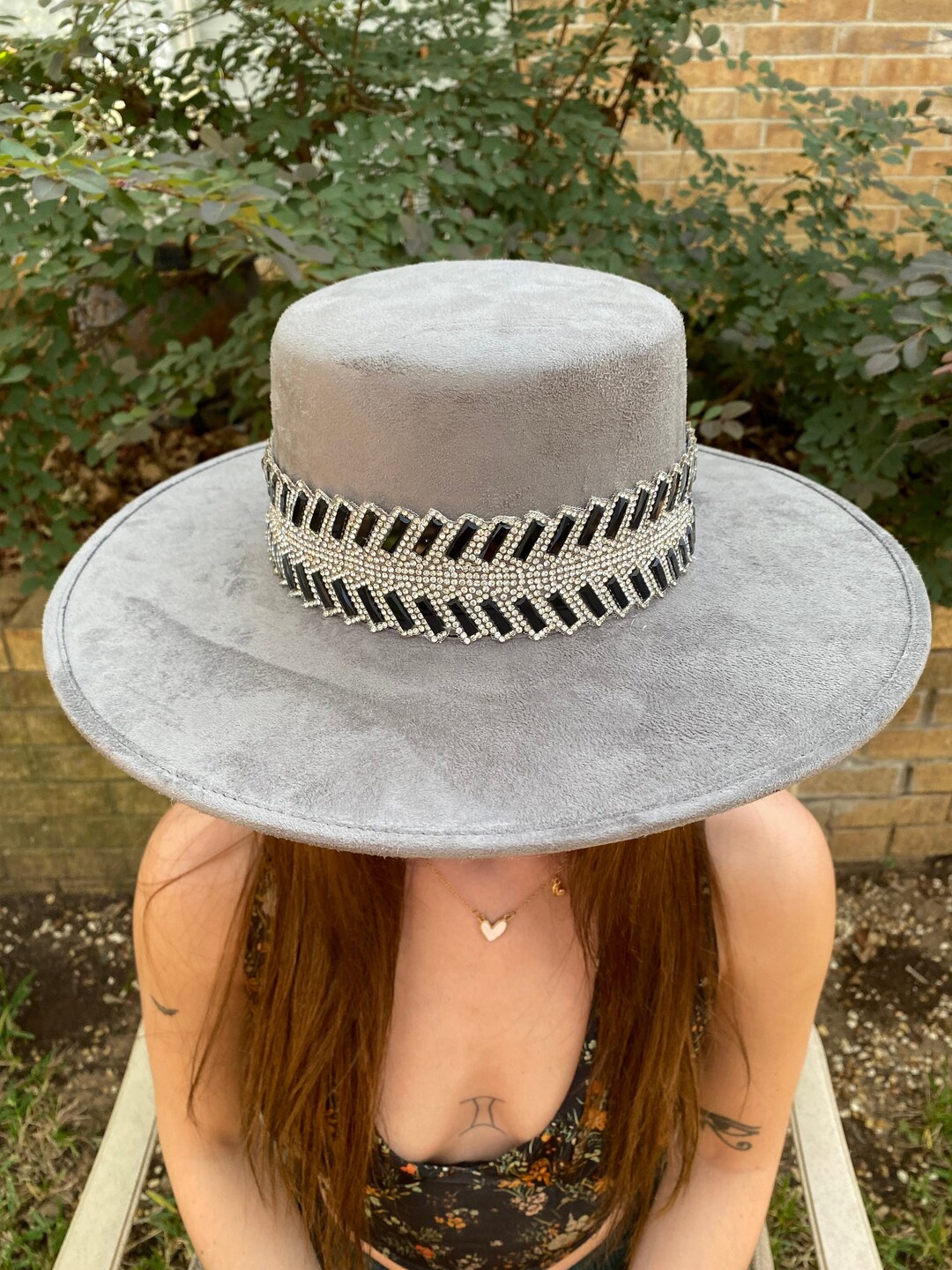 Beautiful Grey Felt Fedora Wedding Hat. Hat Band Made of Beautiful Rows ...