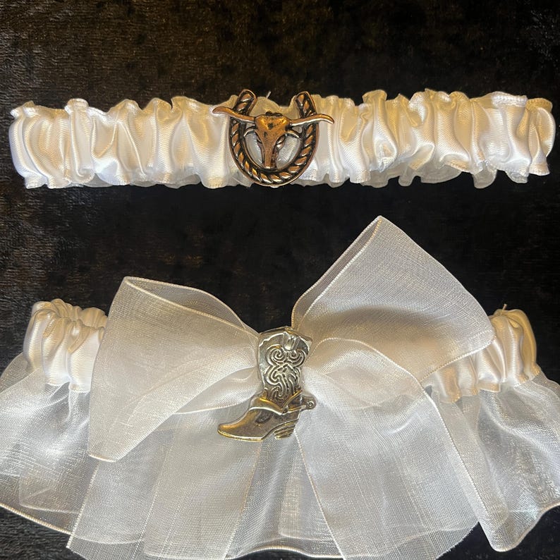 Bride Garter White and Pearl Satin Embellished With Beautiful Antiqued ...