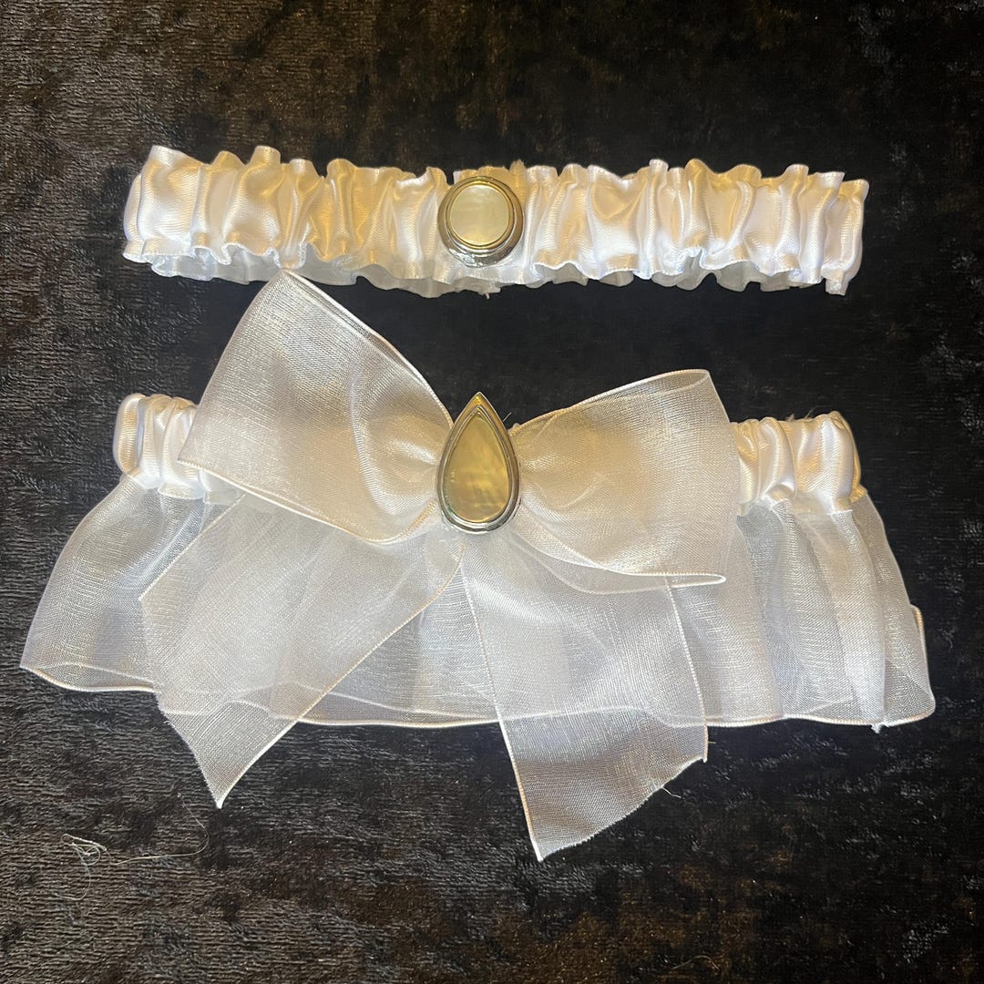 Bride Garter White Embellished With a Pearl Finished Teardrop Shaped ...