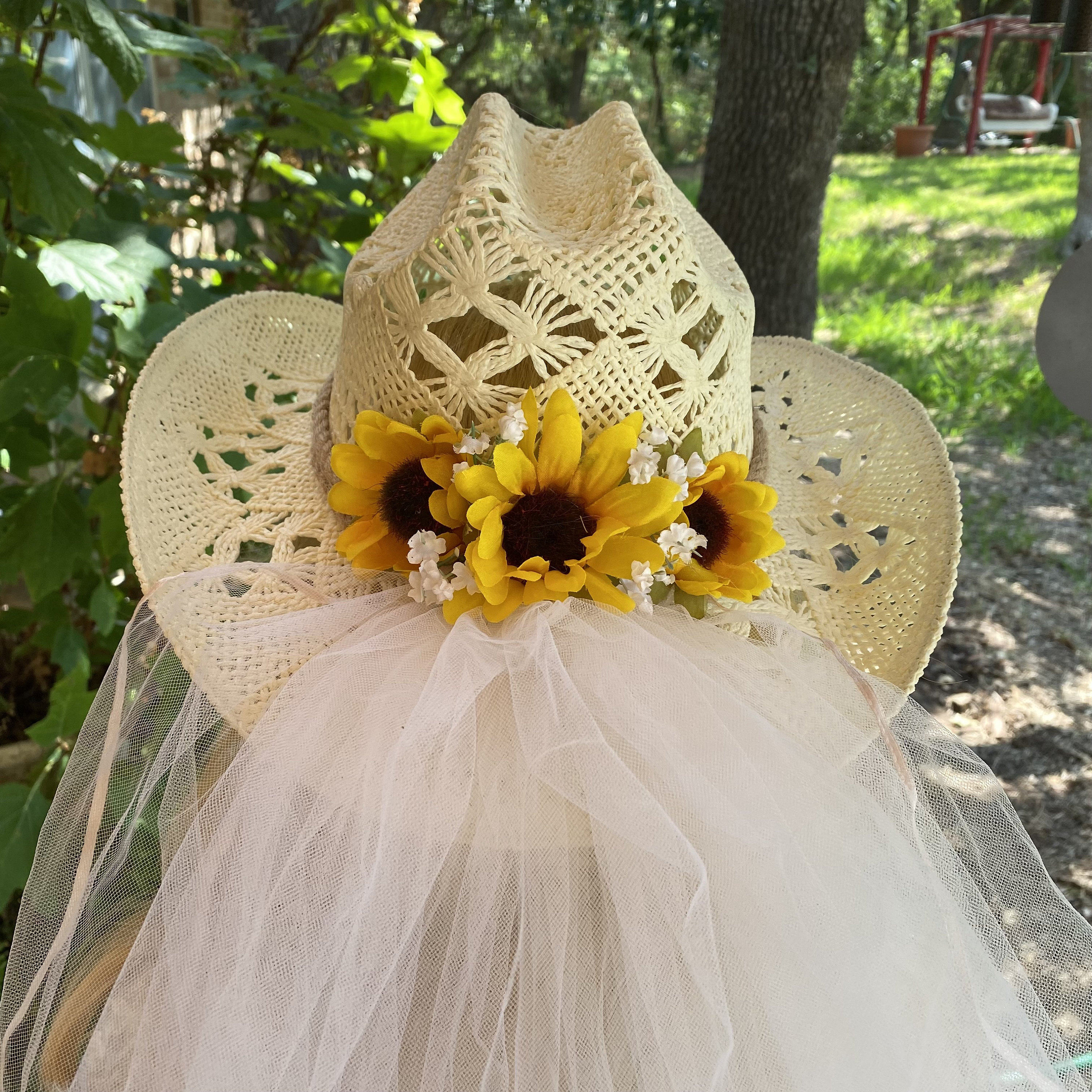 Straw Ivory Western Wedding Hat. Band Made of Jute Rope. Long 21-inch ...