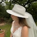 Bridal Wedding Fedora Hat With Hat Band of Crushed Rhinestones. 36" Two ...