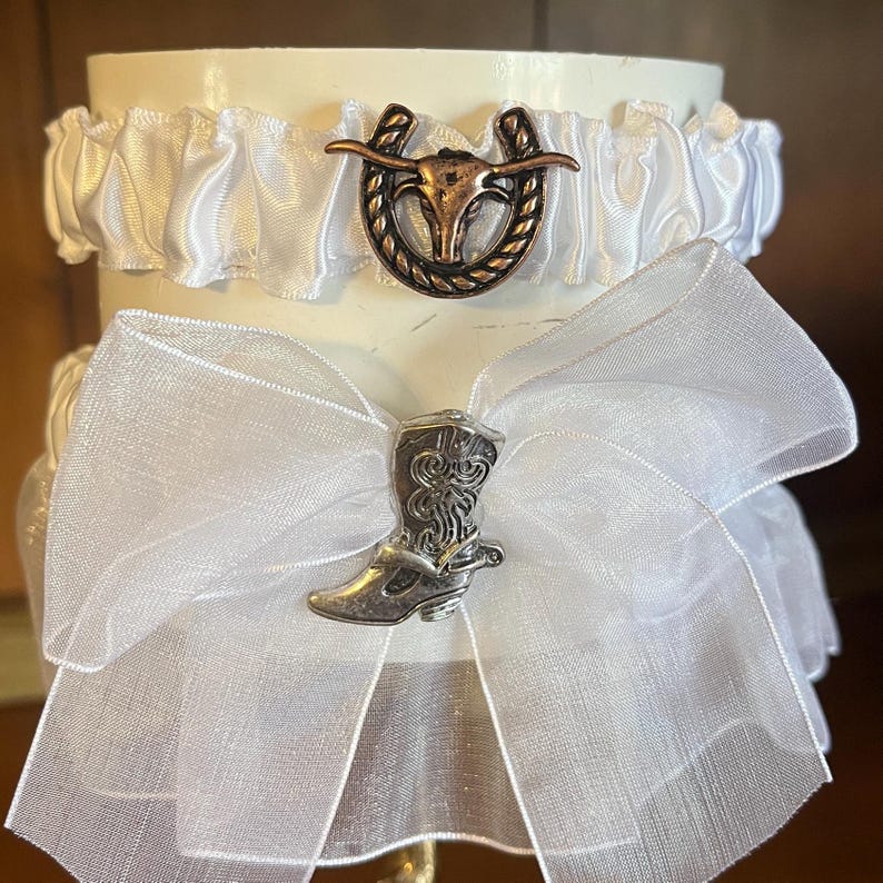 Bride Garter White and Pearl Satin Embellished With Beautiful Antiqued ...