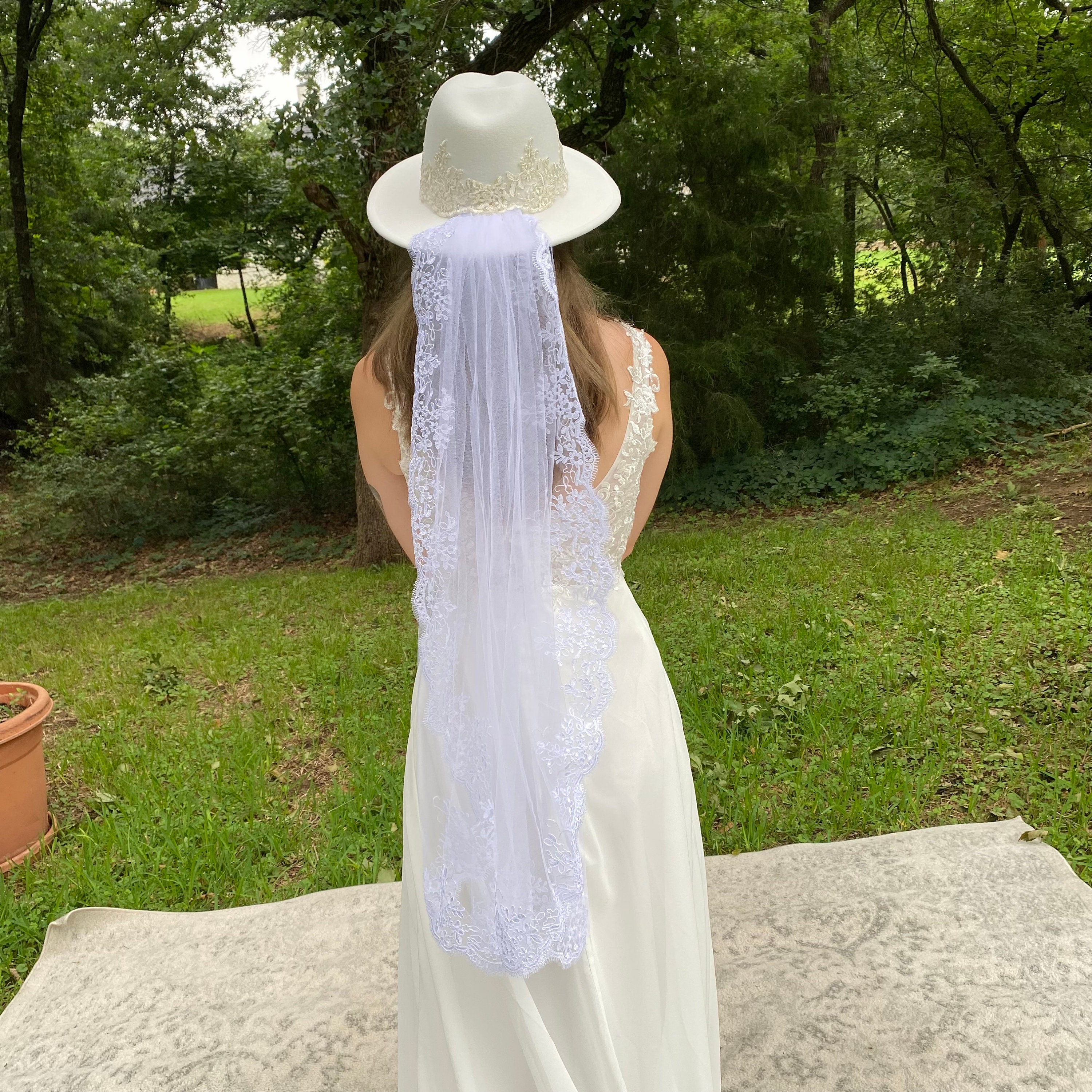 Wedding Fedora Hat White Felt With Hatband of Beautiful Lace Accented ...