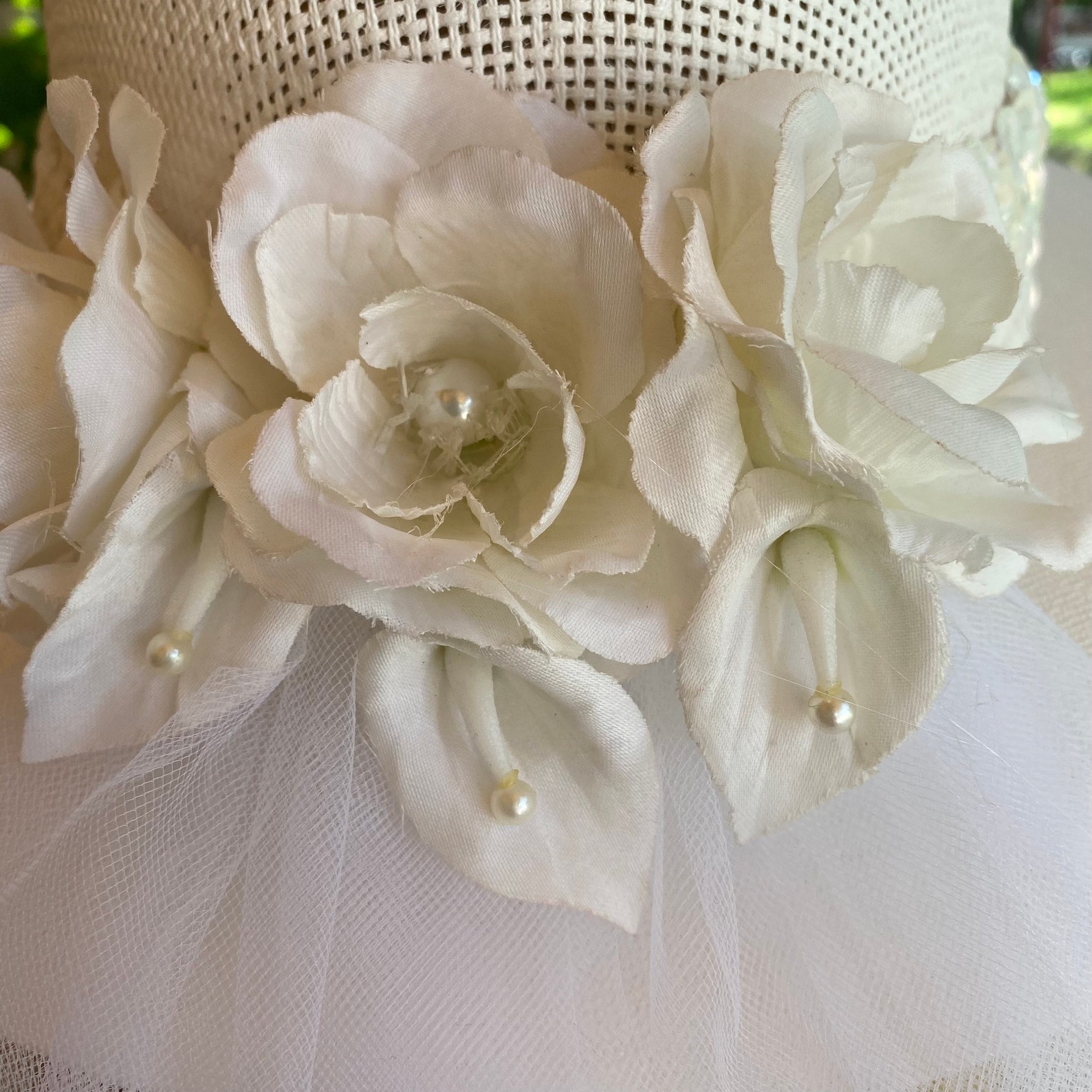 Beautiful White Fedora Wedding Hat. Accented With Roses and Lilies ...