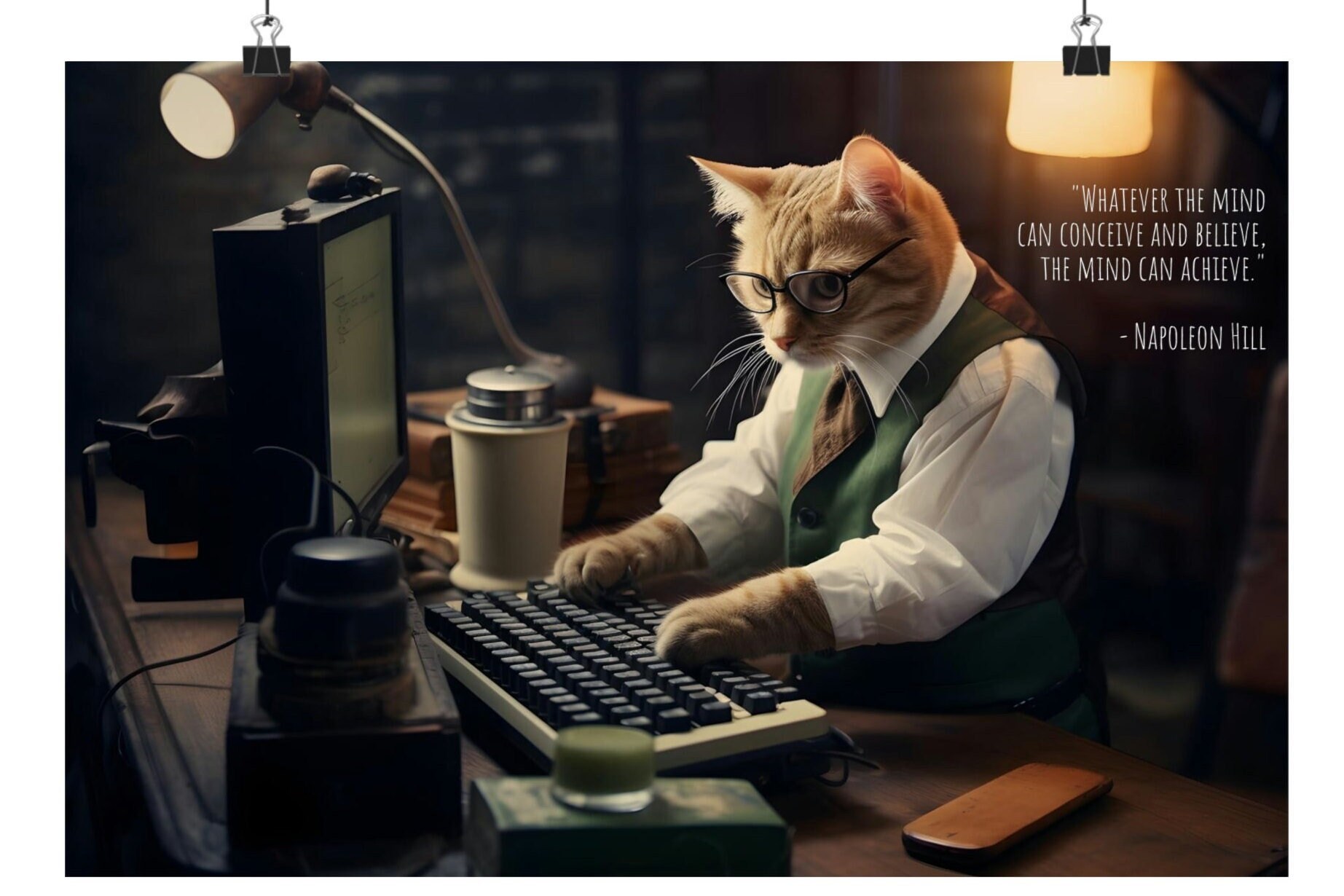 Orange Office Tabby Cat, Inspiring Poster - Etsy