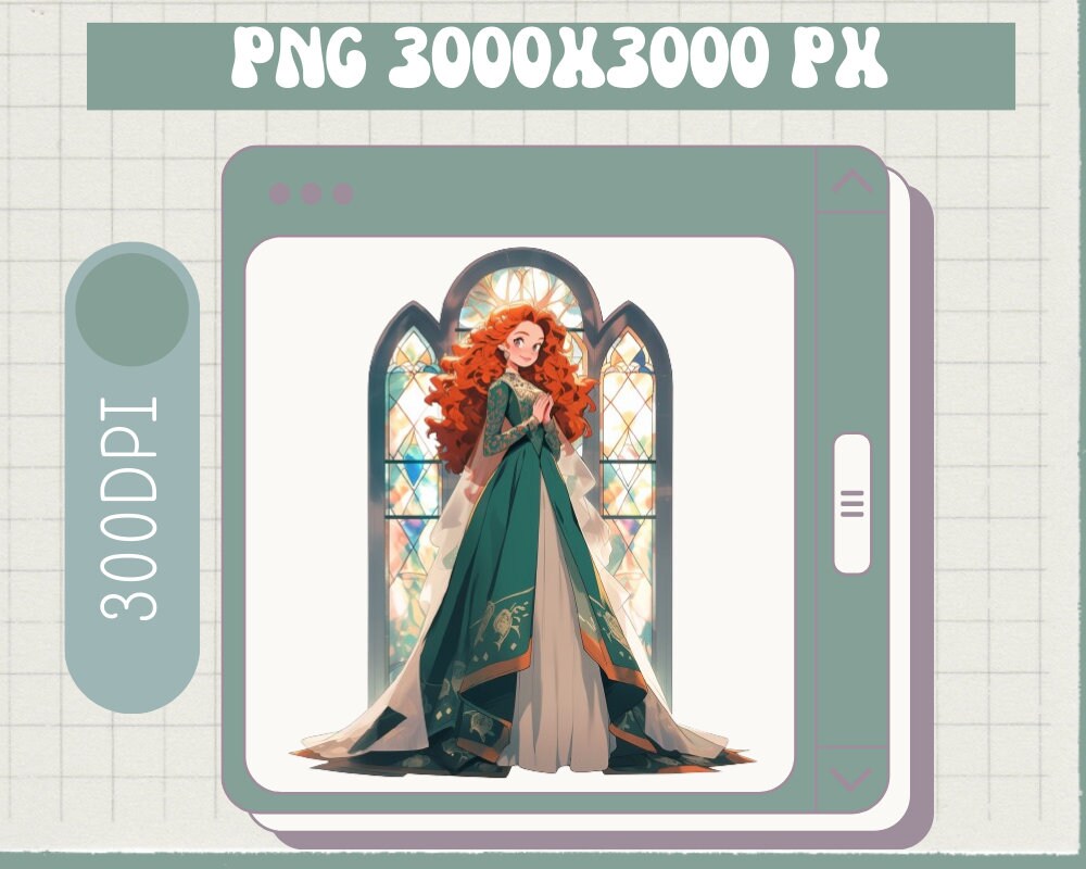 Princess Merida AI Generated,set of Eight Clip Art Printable Digital ...