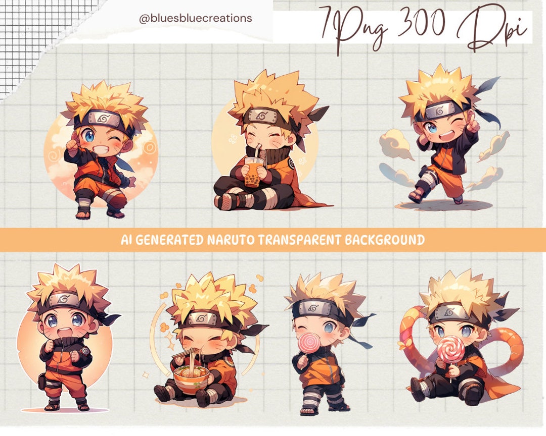 Chibi Ninja Character Anime-set of Seven Clip Art Printable Digital Art ...