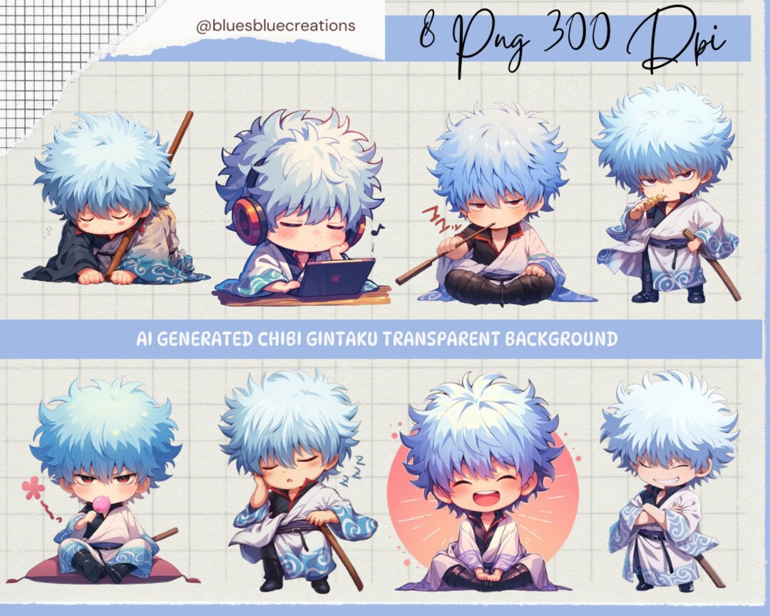 Chibi Gintama Character Anime Png AI Generated Clip Art Printable Manga ...
