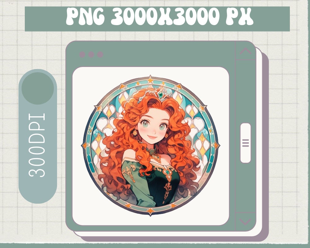 Princess Merida AI Generated,set of Eight Clip Art Printable Digital ...