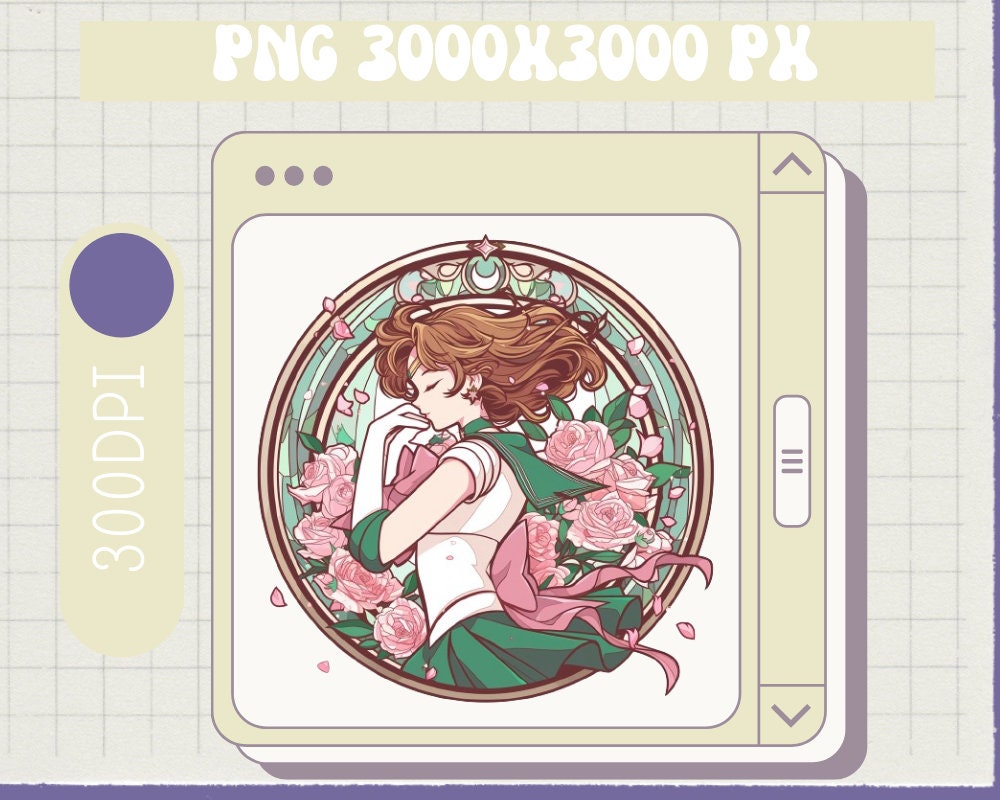 Princess Jupiter in Stained Glass AI Generated Clip Art Printable Manga ...