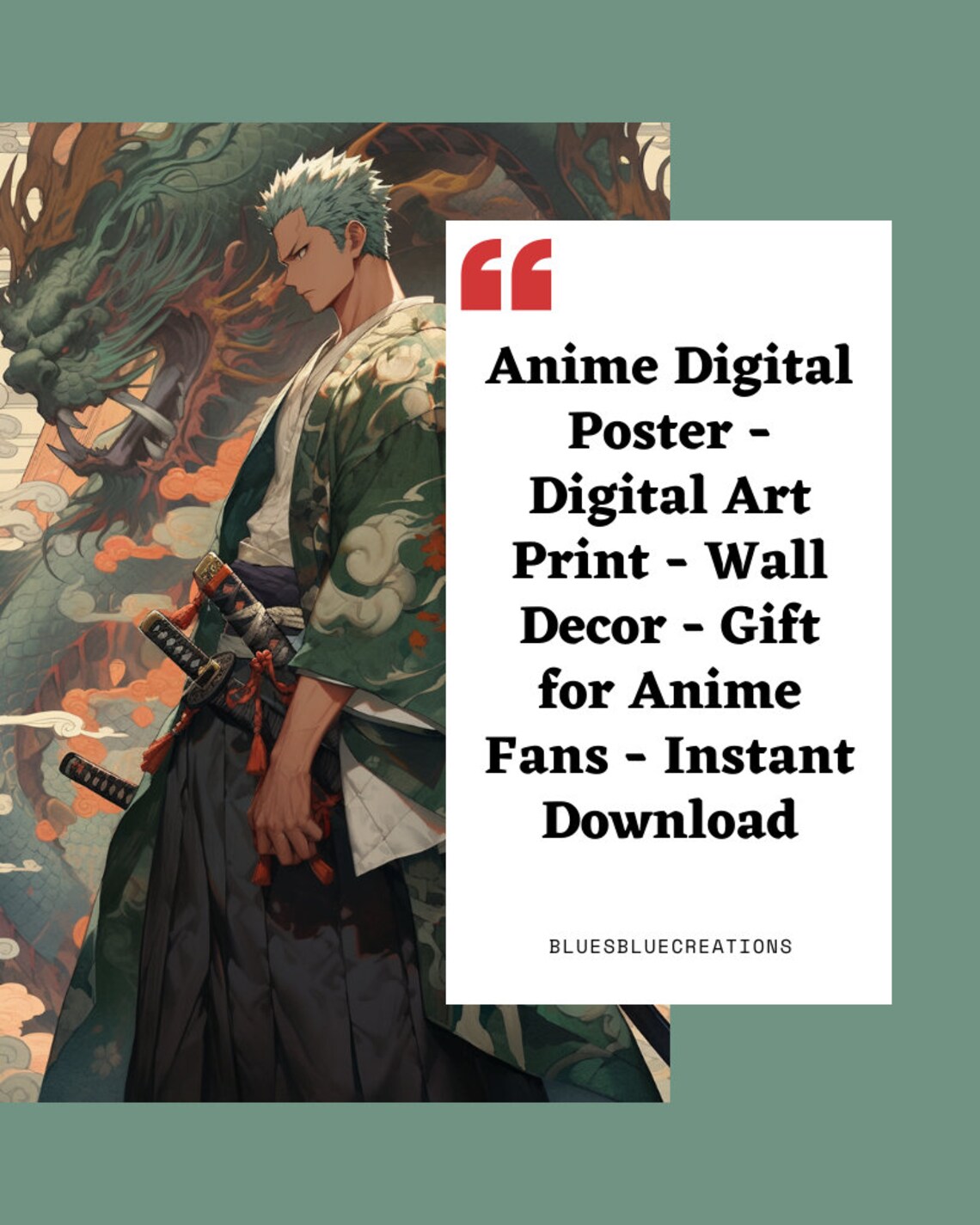 Samurai Man Three Poster Set Ai Generated Anime Printable Poster Set ...