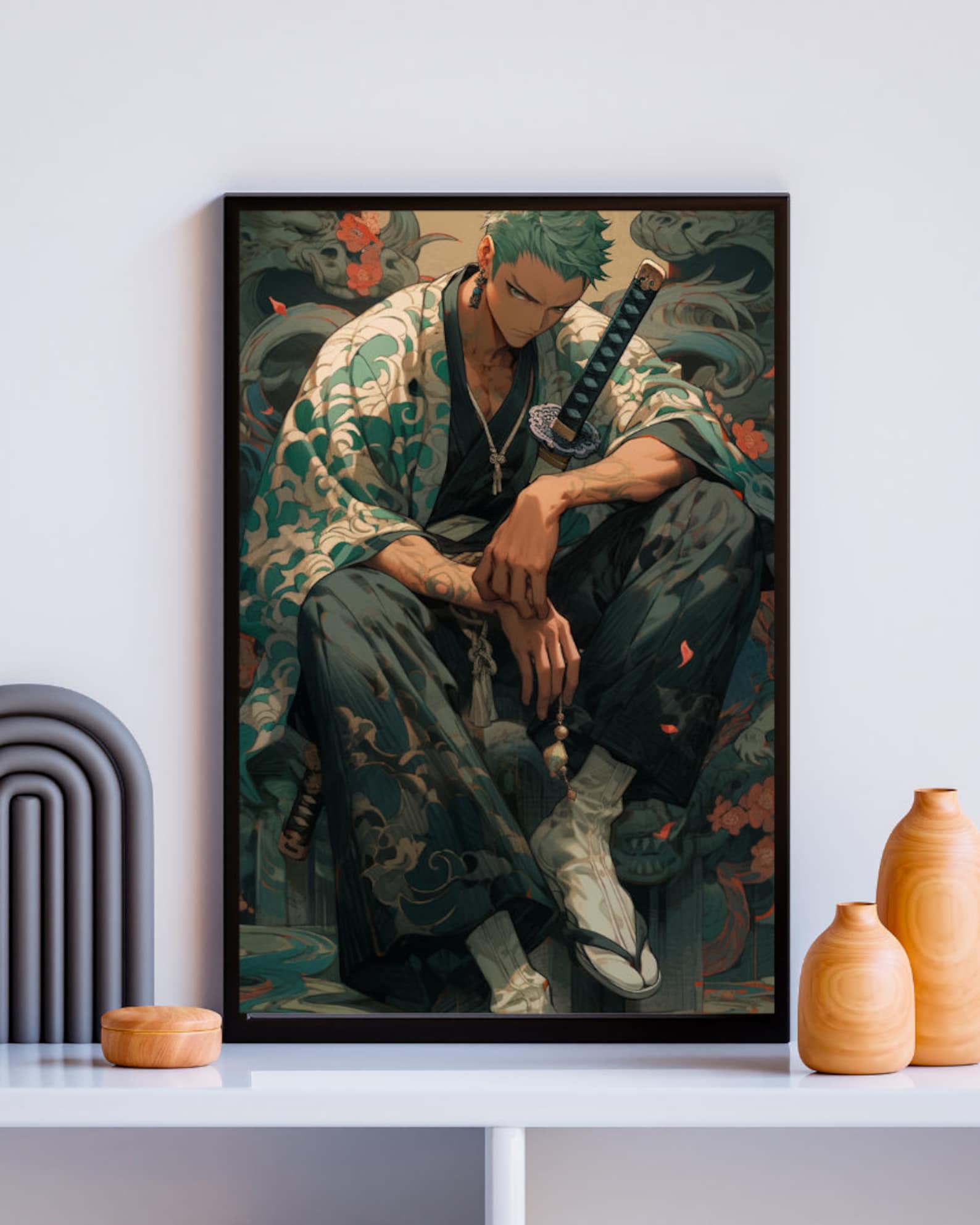 Samurai Man Three Poster Set Ai Generated Anime Printable Poster Set ...