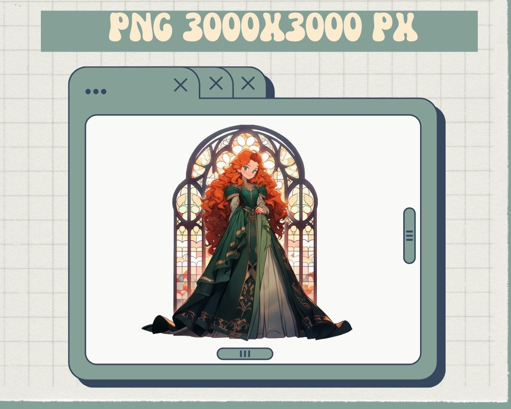 Princess Merida AI Generated,set of Eight Clip Art Printable Digital ...