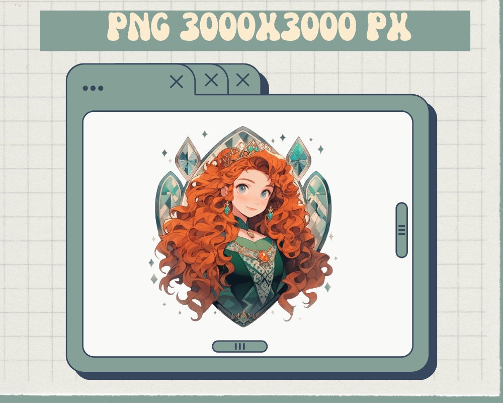 Princess Merida AI Generated,set of Eight Clip Art Printable Digital ...