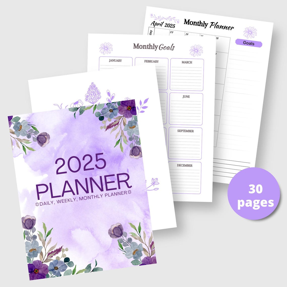 2025 Printable Daily Weekly Monthly Planner | A4 & Letter Size ...