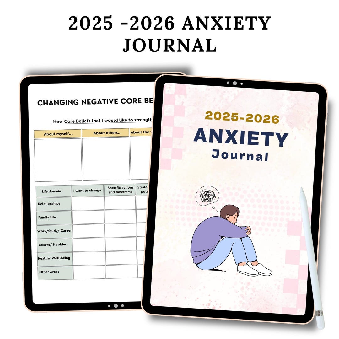 2025 Anxiety Journal | Digital Anxiety Tracker | Mental Health Planner ...