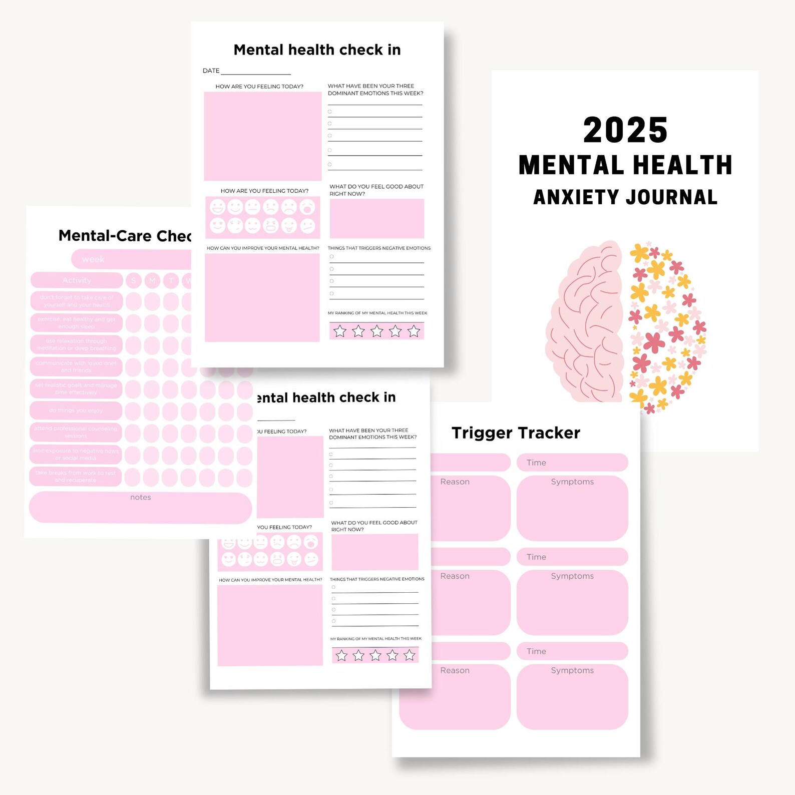 2025 Mental Health Anxiety Journal - Digital Planner | Canva Editable ...