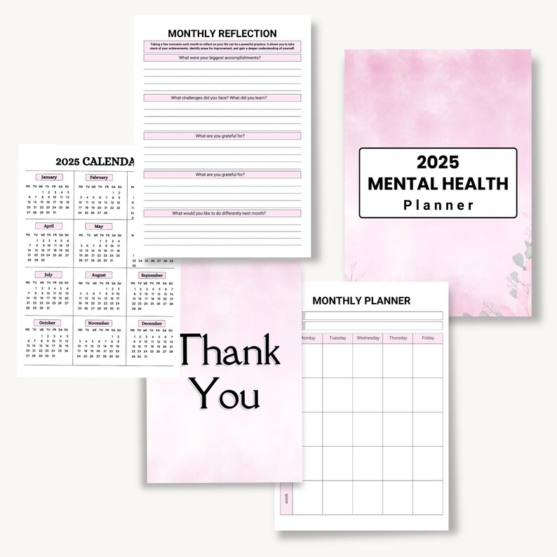 2025 Mental Health Planner | Printable Wellness Journal | Daily Mood ...