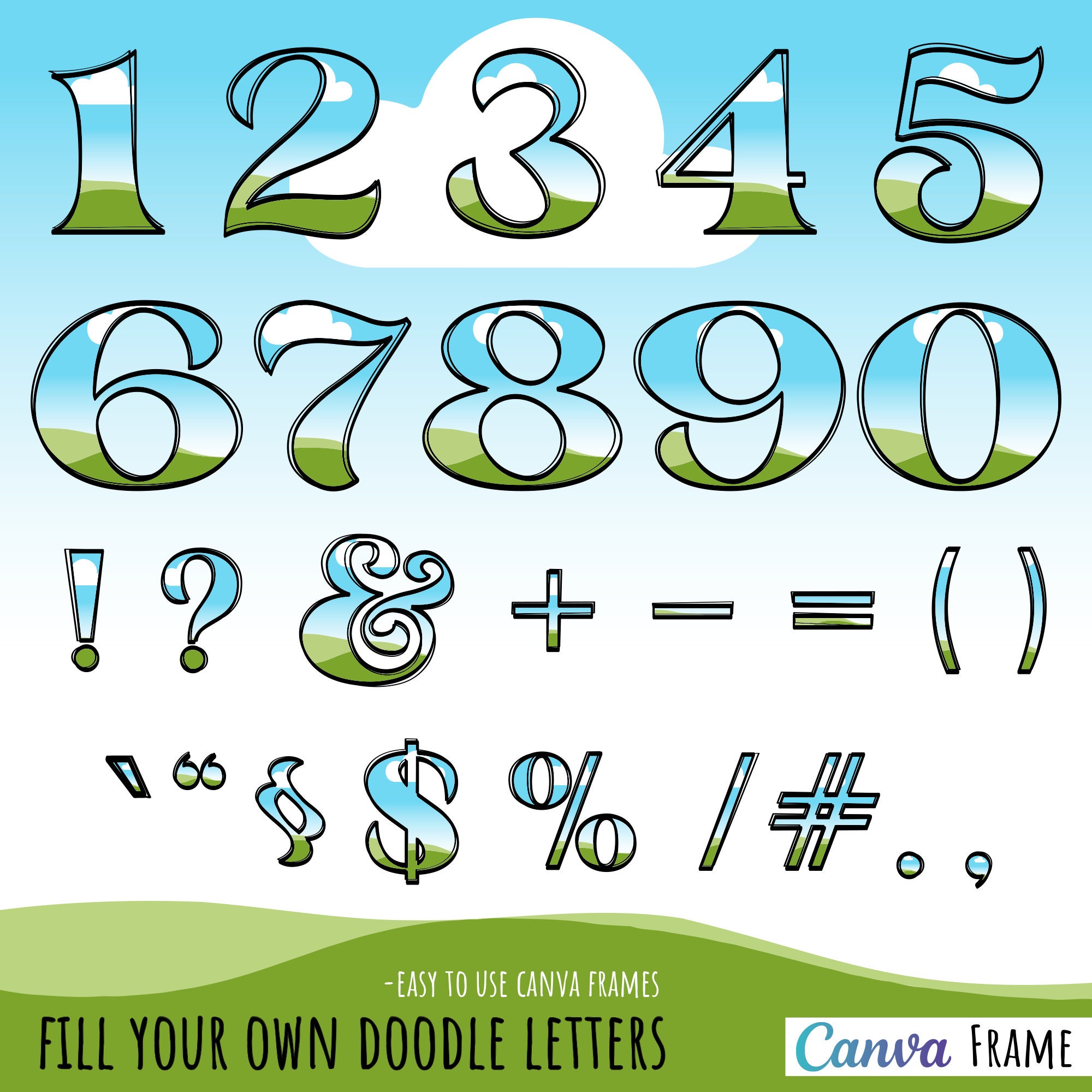 Fill Your Own Doodle Letters Canva Frames, Drag and Drop Alphaset ...