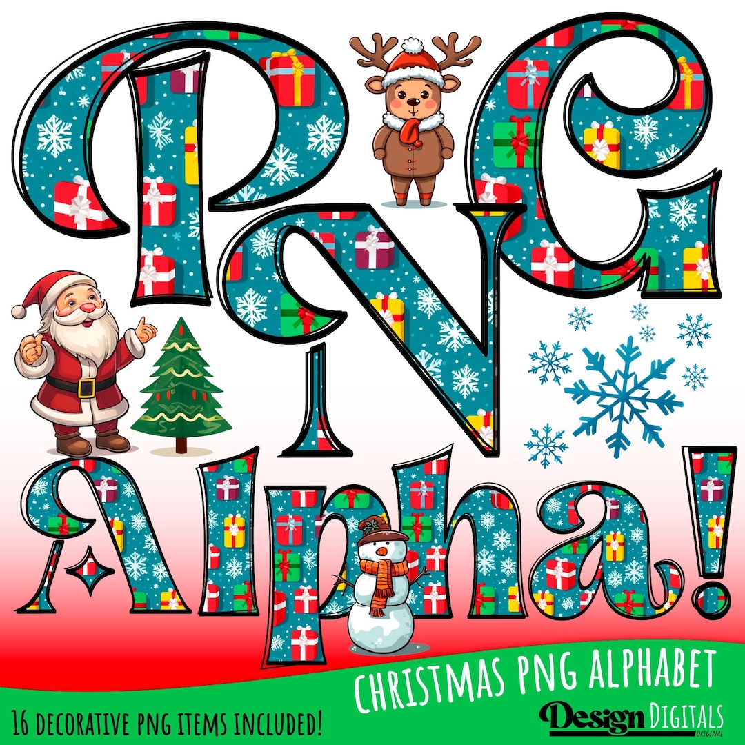 Decorative Christmas Letters, Doodle Alphabetical Letter Set, Doodle ...