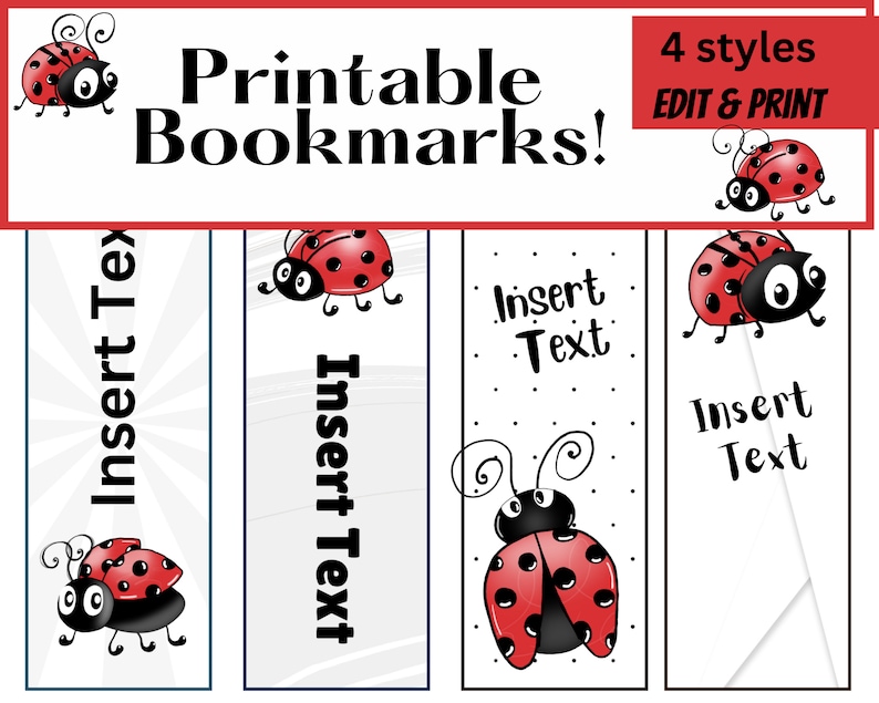 Printable Bookmark Bundle, Book Marks for Kids, Bookmark Custom Canva ...
