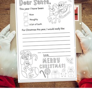 Letter to Santa Coloring Page, Kids Christmas Wish List, Printable ...