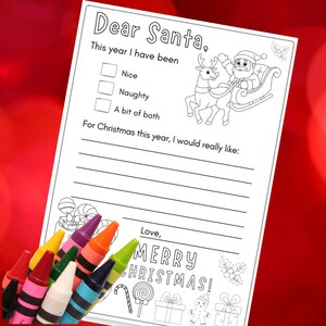 Letter to Santa Coloring Page, Kids Christmas Wish List, Printable ...