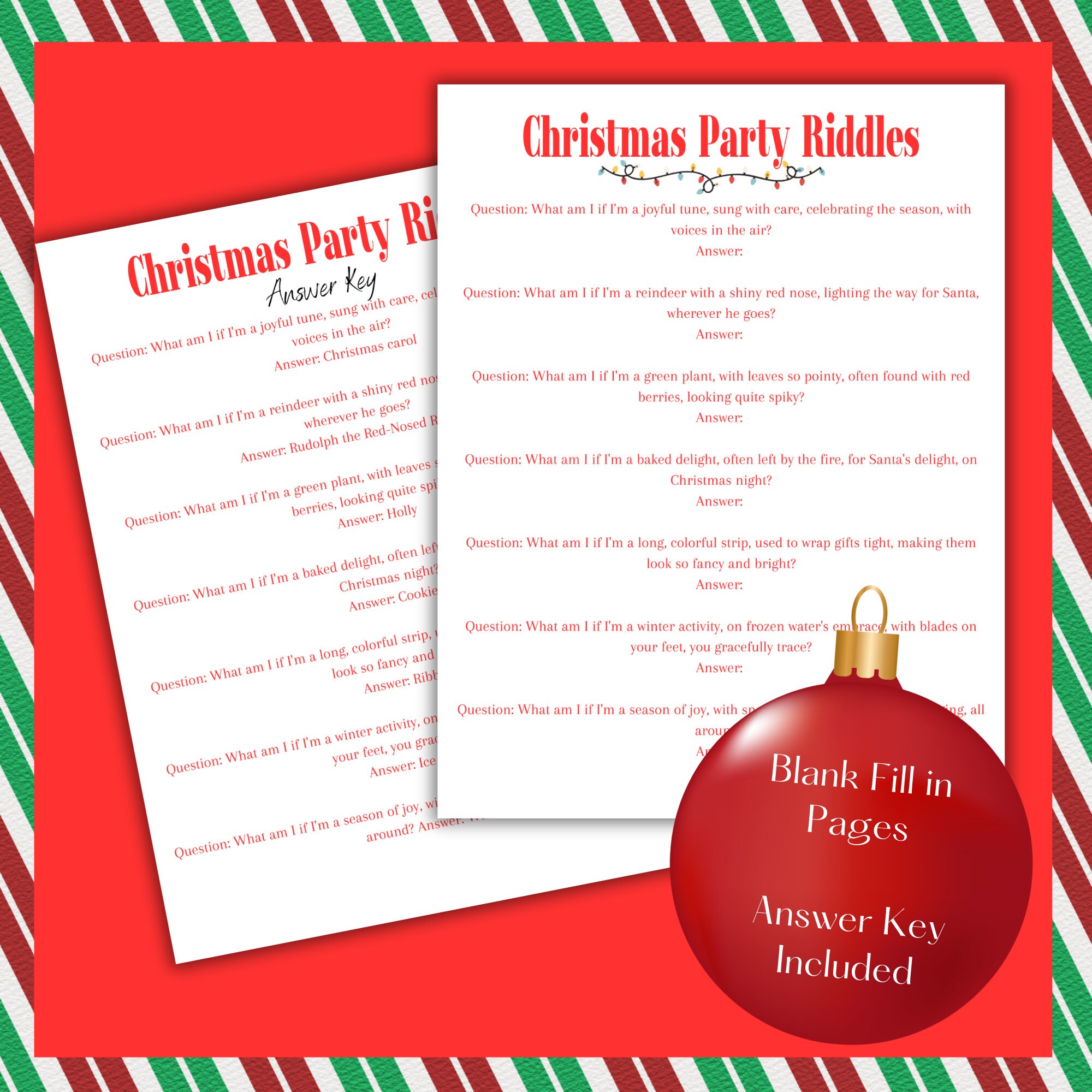 Christmas Riddles Game, Printable Christmas Games for Kids, Fun ...