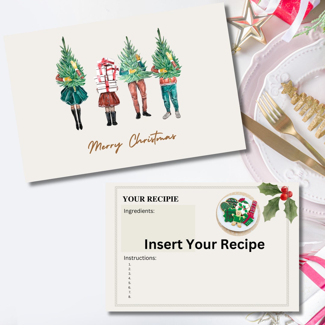 Christmas Recipe Card Gift Holiday Recipe Card Christmas - Etsy