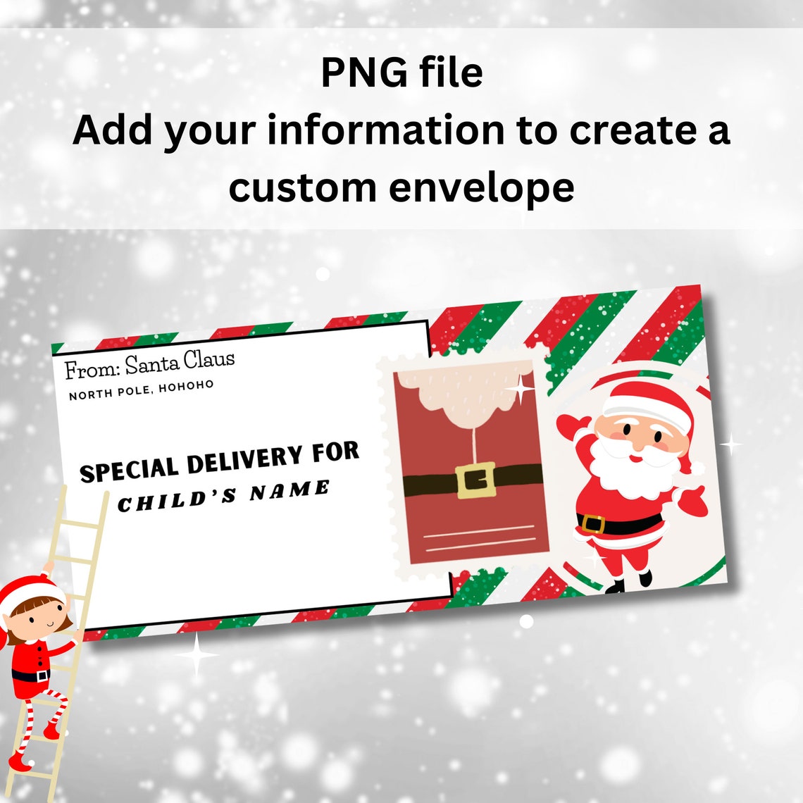 Letter From Santa Envelope PNG Cricut Elf Envelope Santa Letter Xmas ...