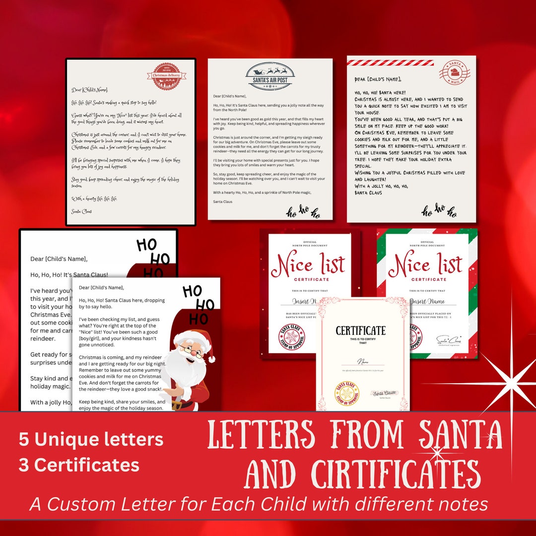 Editable Santa Letter & Nice List Certificate Template, Printable ...