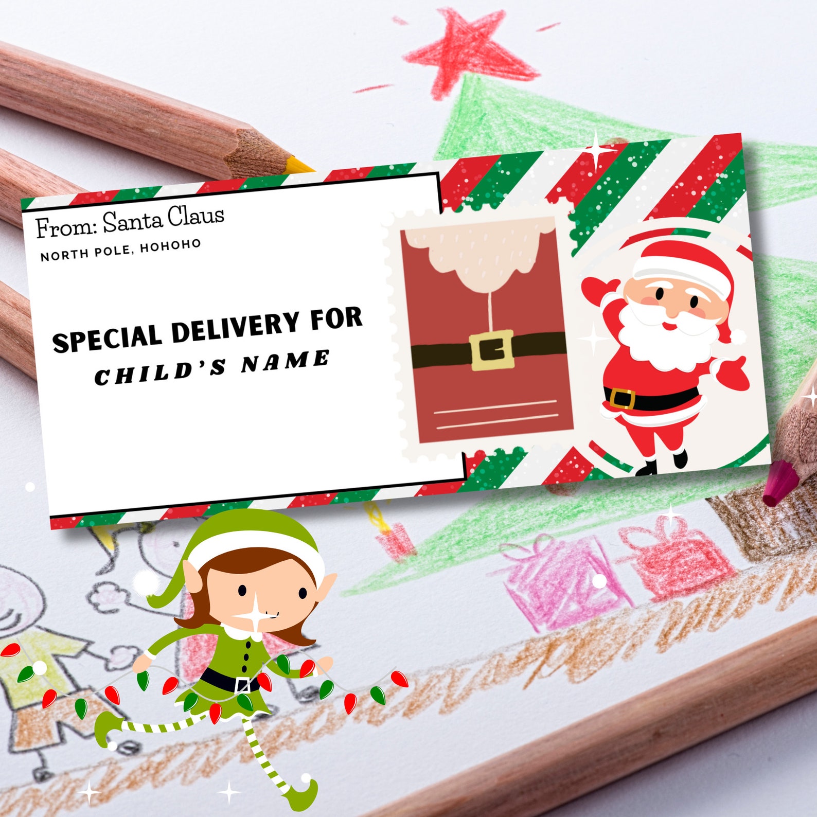 Letter From Santa Envelope PNG Cricut Elf Envelope Santa Letter Xmas ...