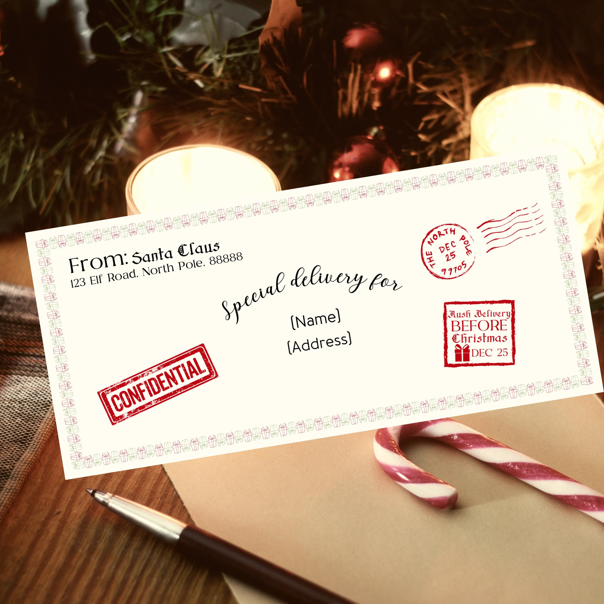 Letter From Santa Envelope PNG Cricut Elf Envelope Santa Letter Xmas ...