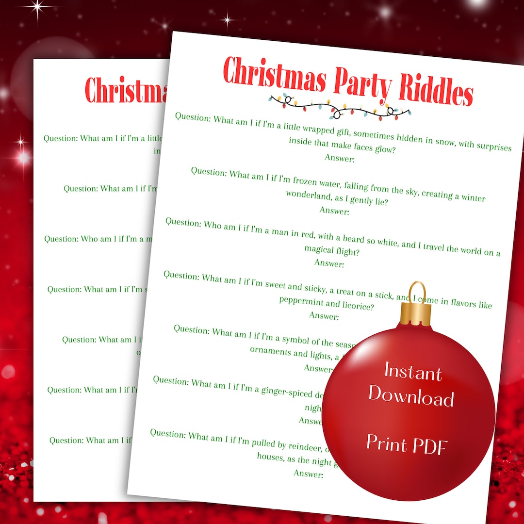 Christmas Riddles Game, Printable Christmas Games for Kids, Fun ...