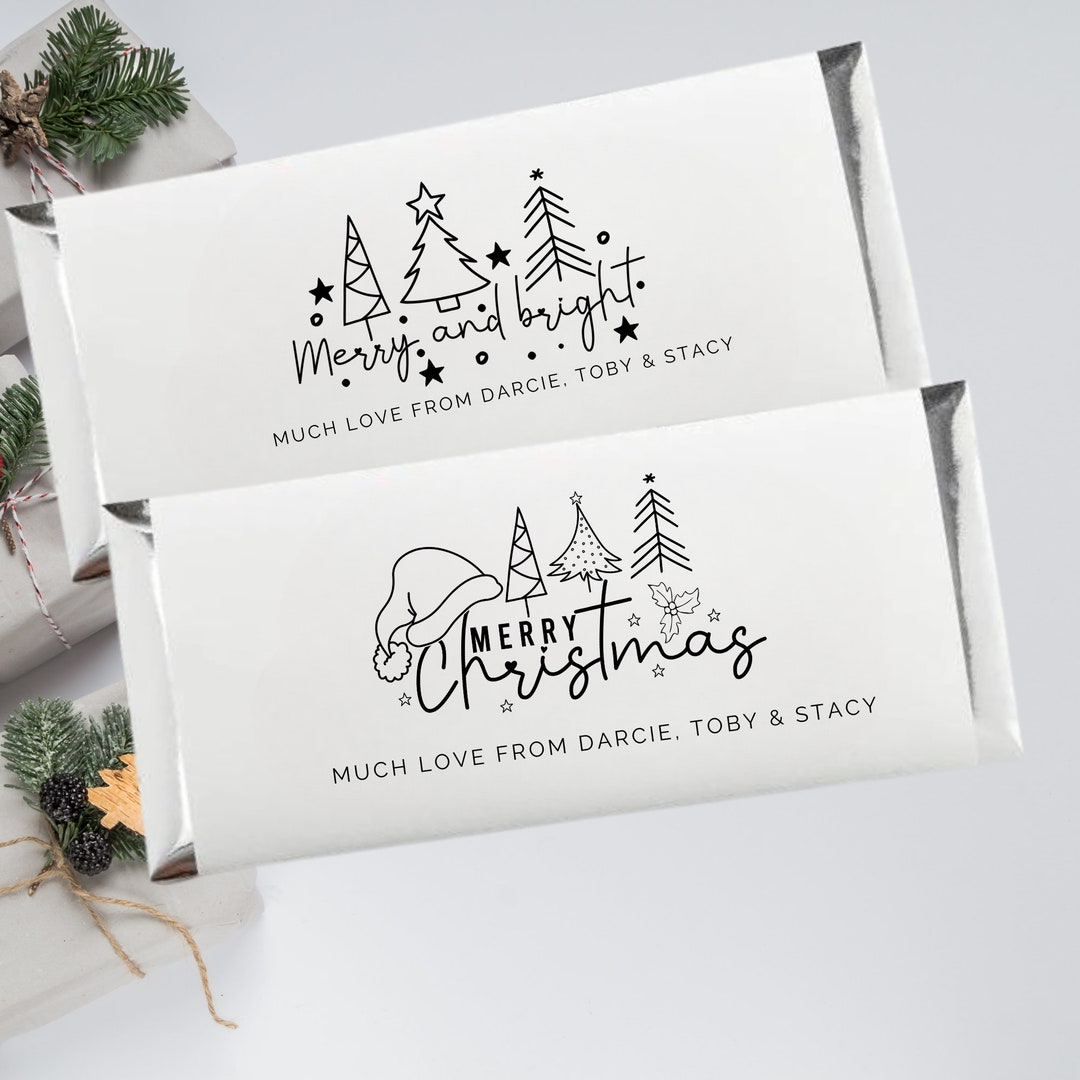 Digital Christmas Holiday Candy Bar Wrappers, Chocolate Candy Bar ...